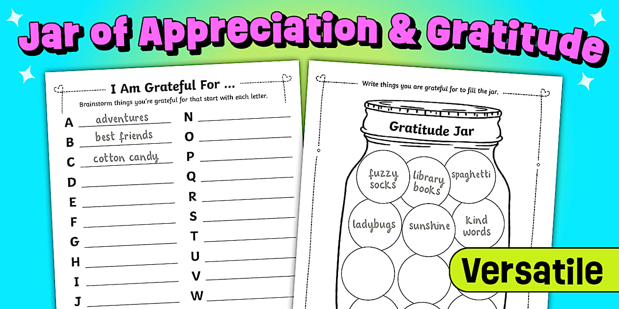 Jar of Appreciation and Gratitude Activity