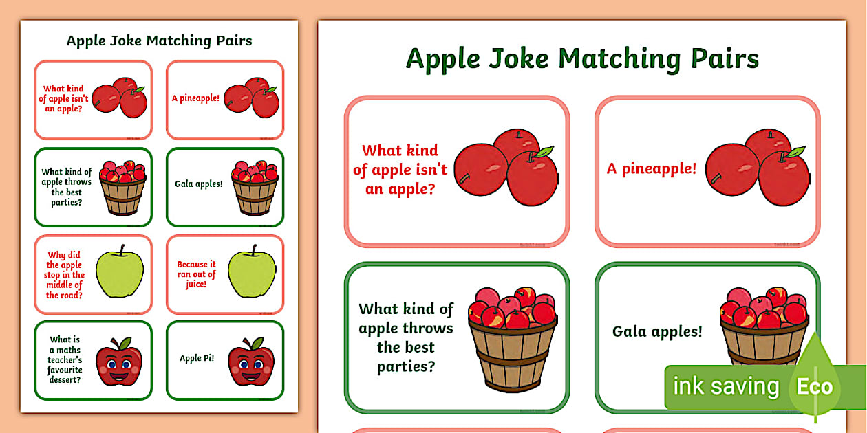 Apple Joke Matching Pairs (teacher made) - Twinkl