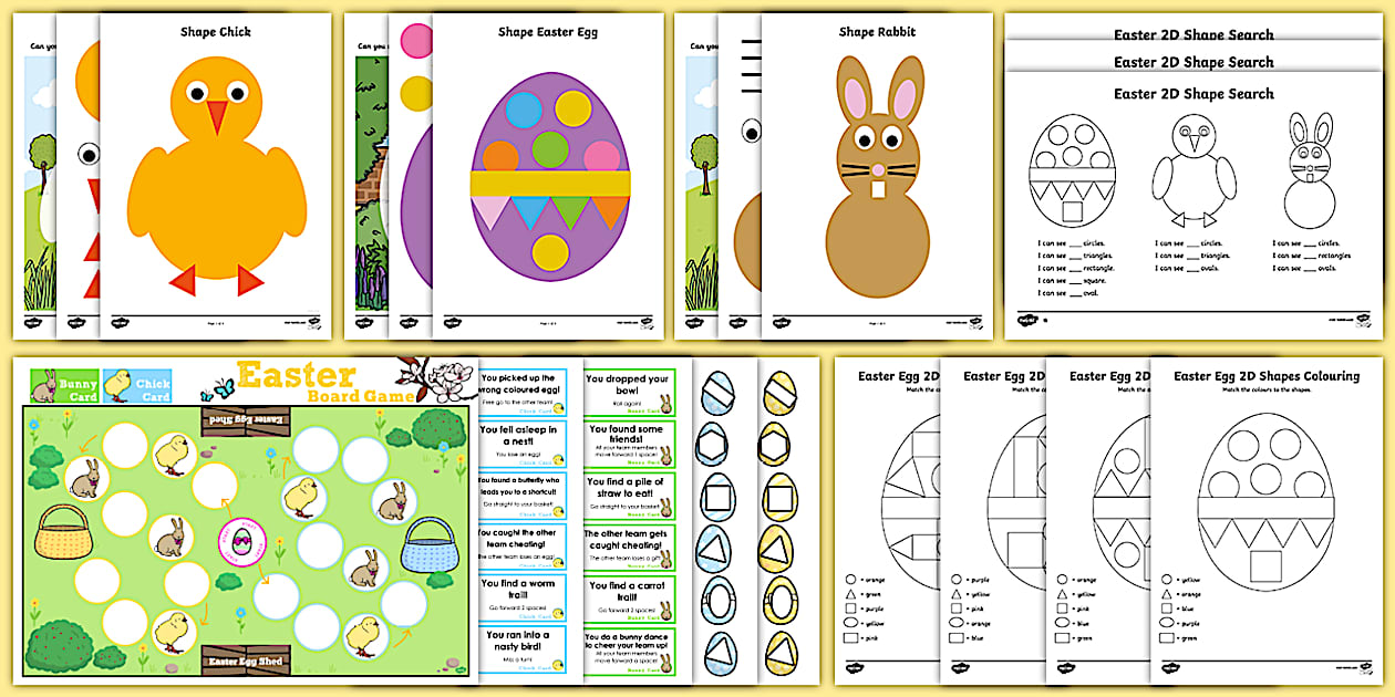 Easter Themed 2D Shape Activity Pack - Twinkl