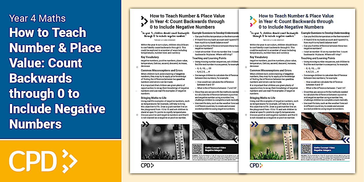 How to Teach Number and Place Value in Year 4: Count Backwards through 0 to