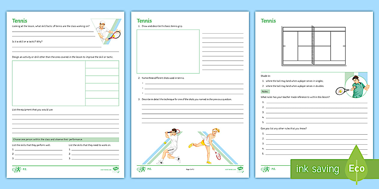 Tennis: Non-Participant Worksheets (teacher made) - Twinkl