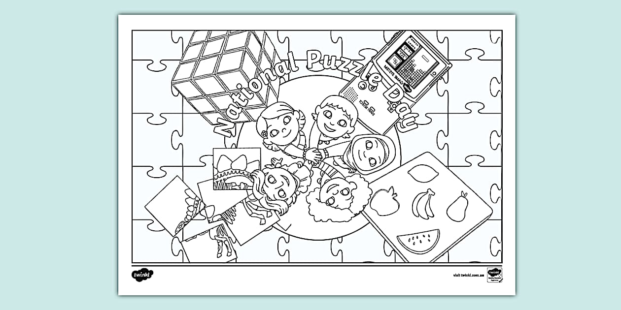 National Puzzle Day Puzzle Mania Colouring Page - Twinkl