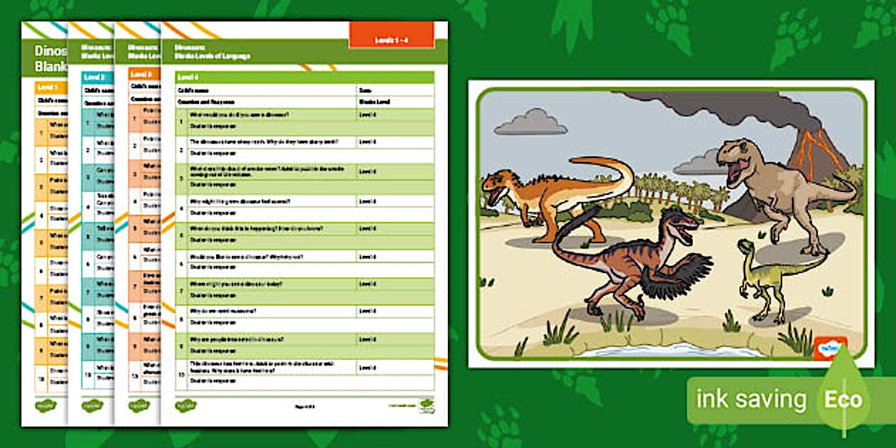 Dinosaurs: Blanks Levels of Language Levels 1 - 4 Pack