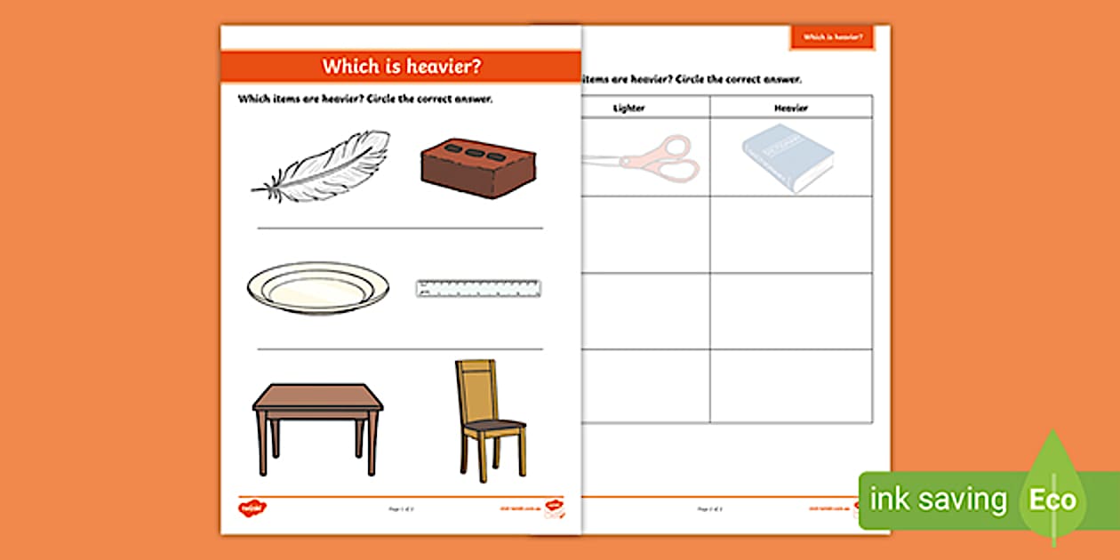 Which is heavier? Worksheet (teacher made) - Twinkl