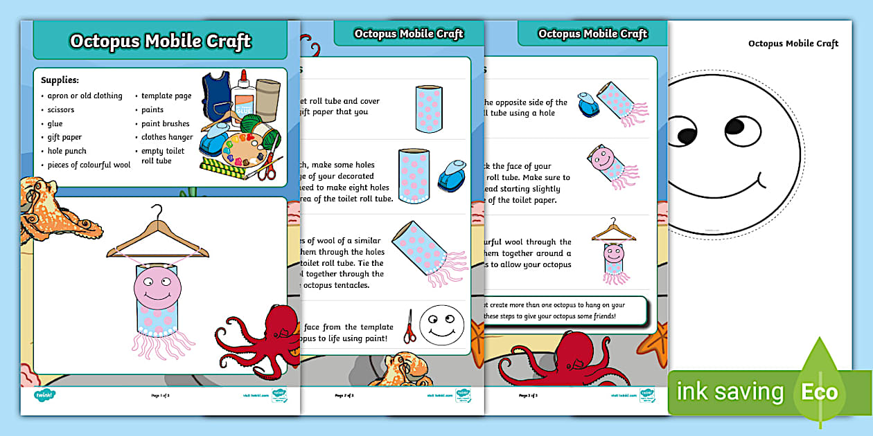 Octopus Mobile Craft (Teacher-Made) - Twinkl