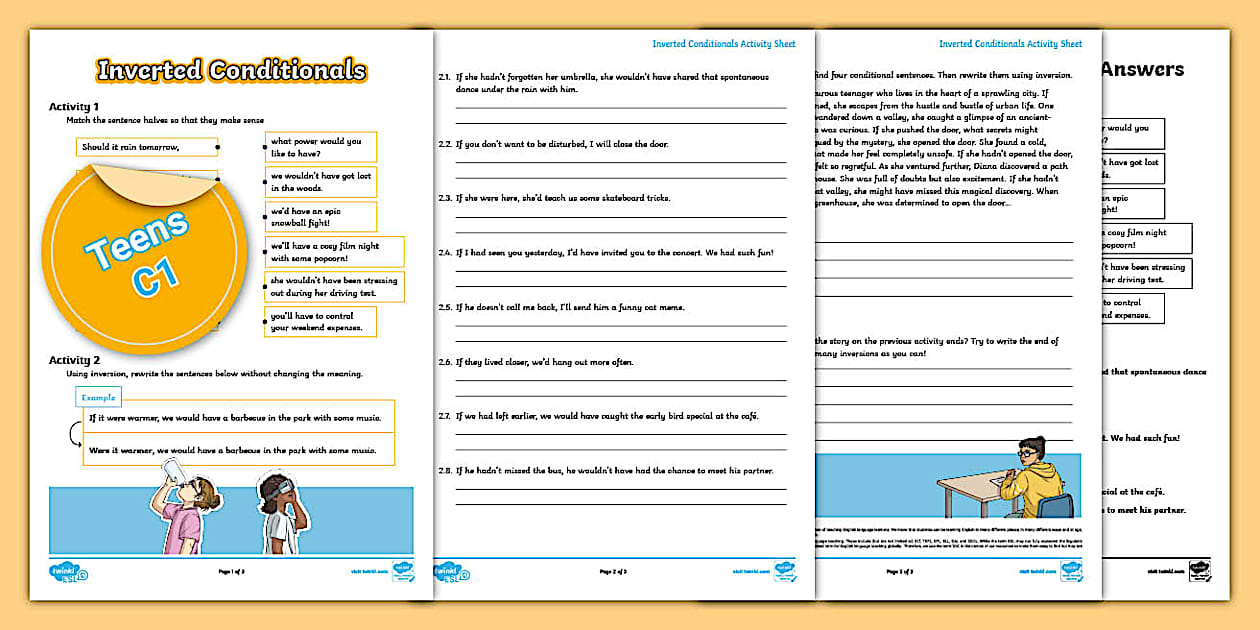 ESL Inverted Conditionals Activity Sheet (teacher made)