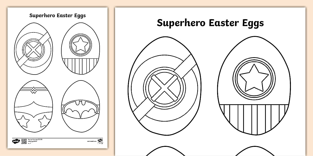 Superhero Easter Eggs Colouring Page (teacher made) - Twinkl