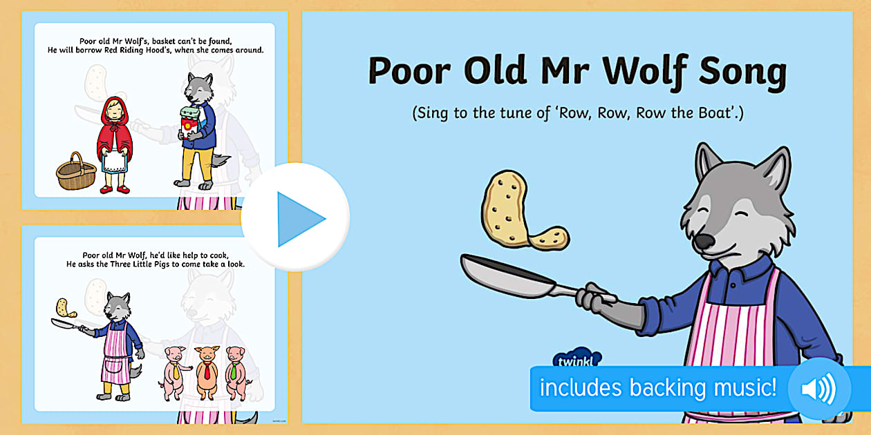 Poor Old Mr Wolf Song PowerPoint - Twinkl