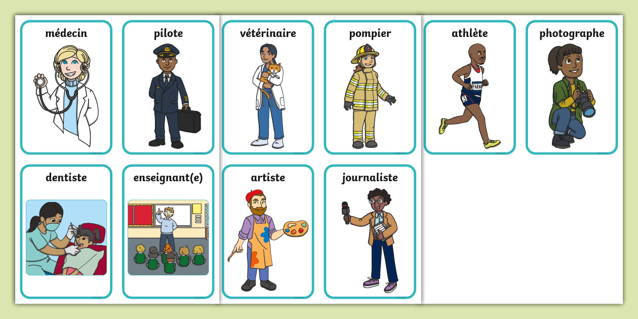 Cartes de vocabulaire : Les métiers (teacher made) - Twinkl