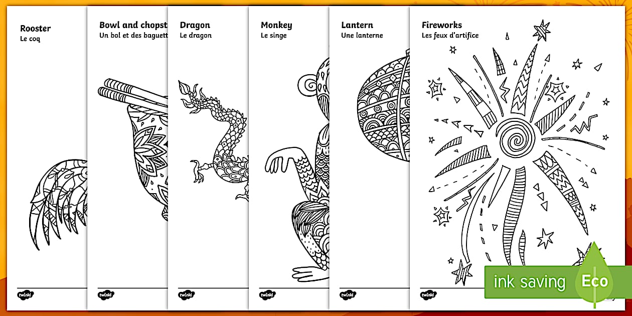 Chinese New Year Mindfulness Colouring Pages English/French