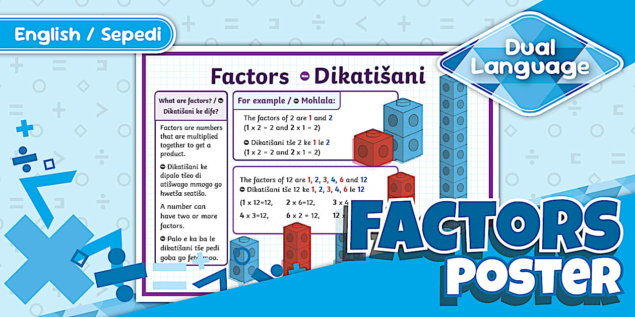 Grade 4 Maths: Factors: Poster Eng/Sepedi