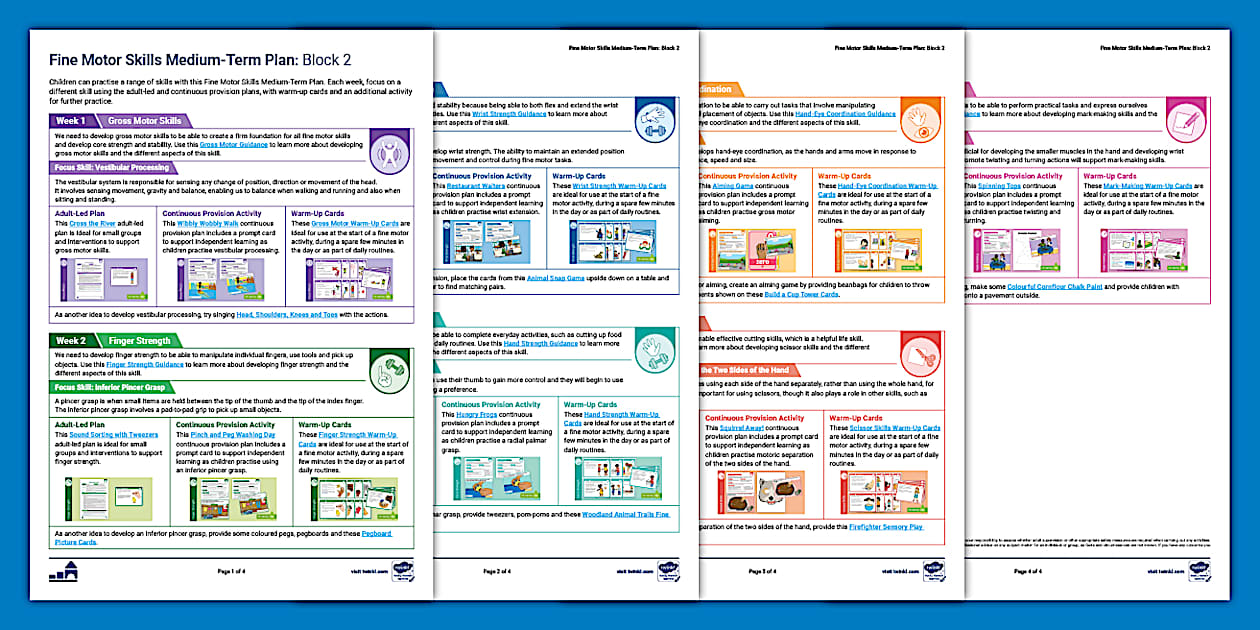 Fine Motor Skills Block 2 Medium-Term Planning - Twinkl