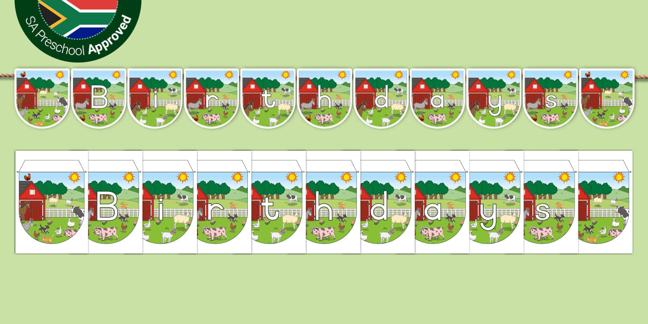 Farm-Themed Birthday Display Bunting (teacher made) - Twinkl
