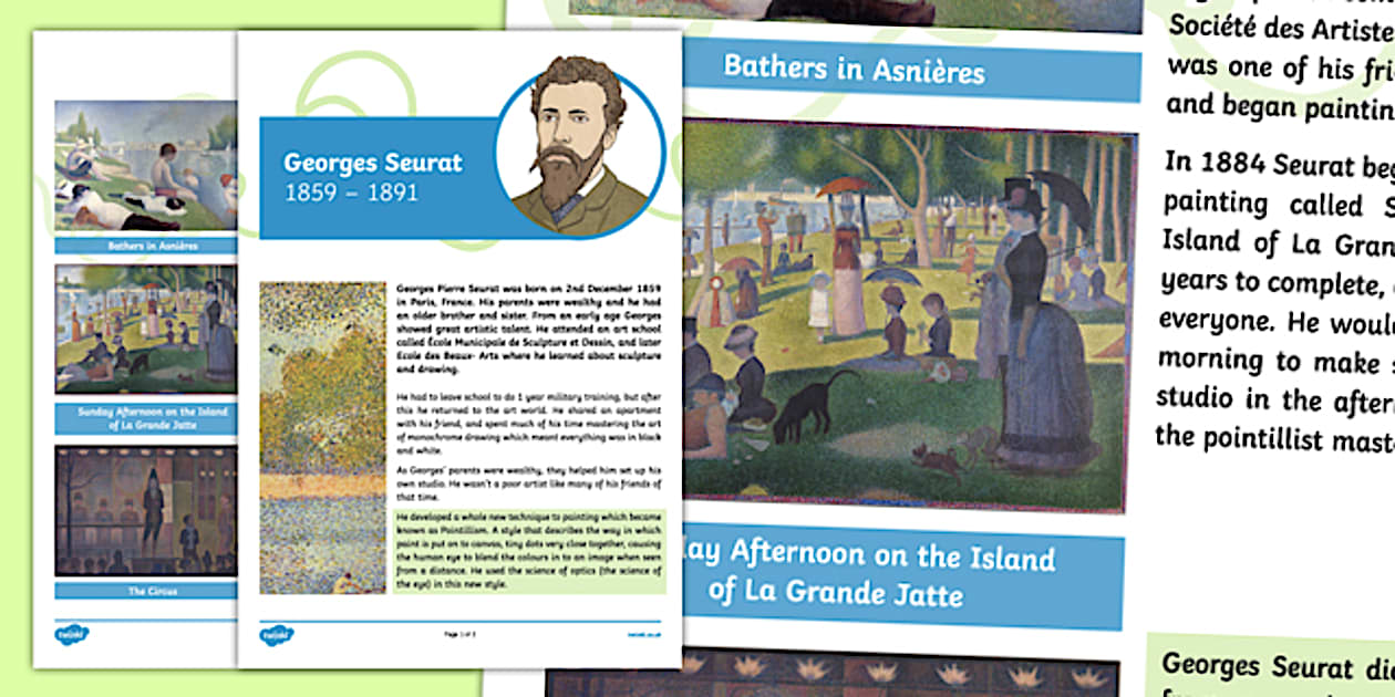 Georges Seurat Artist Fact File (teacher made) - Twinkl