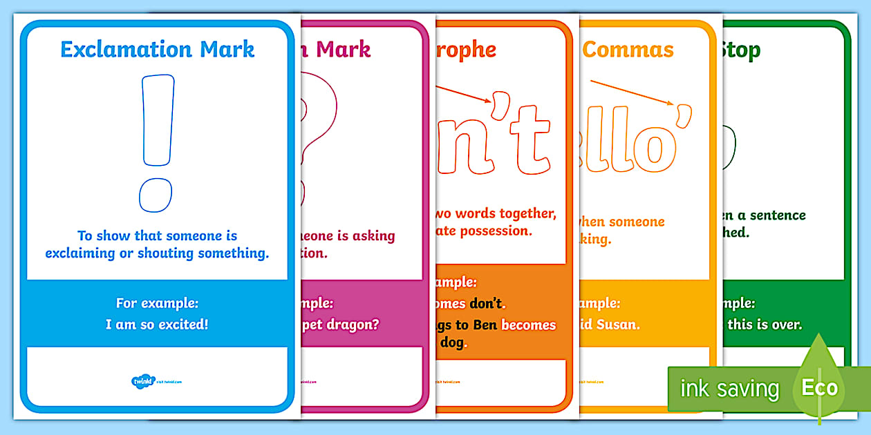Types of punctuation Poster Set – KS2 All Punctuation Marks