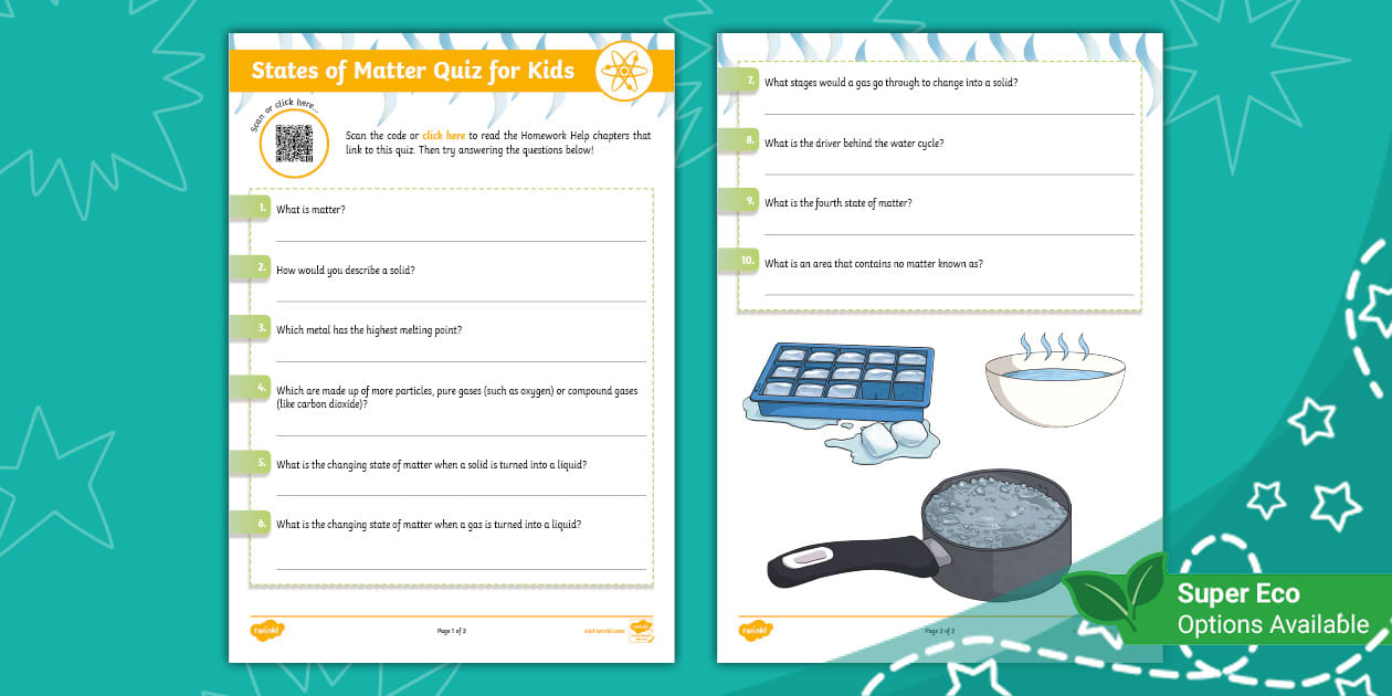 States of Matter Quiz for Children Aged 9 to 11