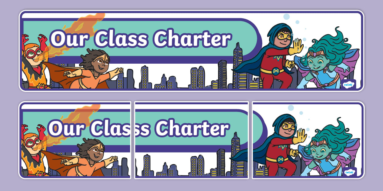 Our Class Charter Superhero-Themed Display Banner - Twinkl