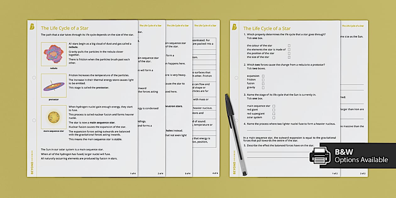 Life Cycle of a Star Reading Comprehension SEND - Twinkl