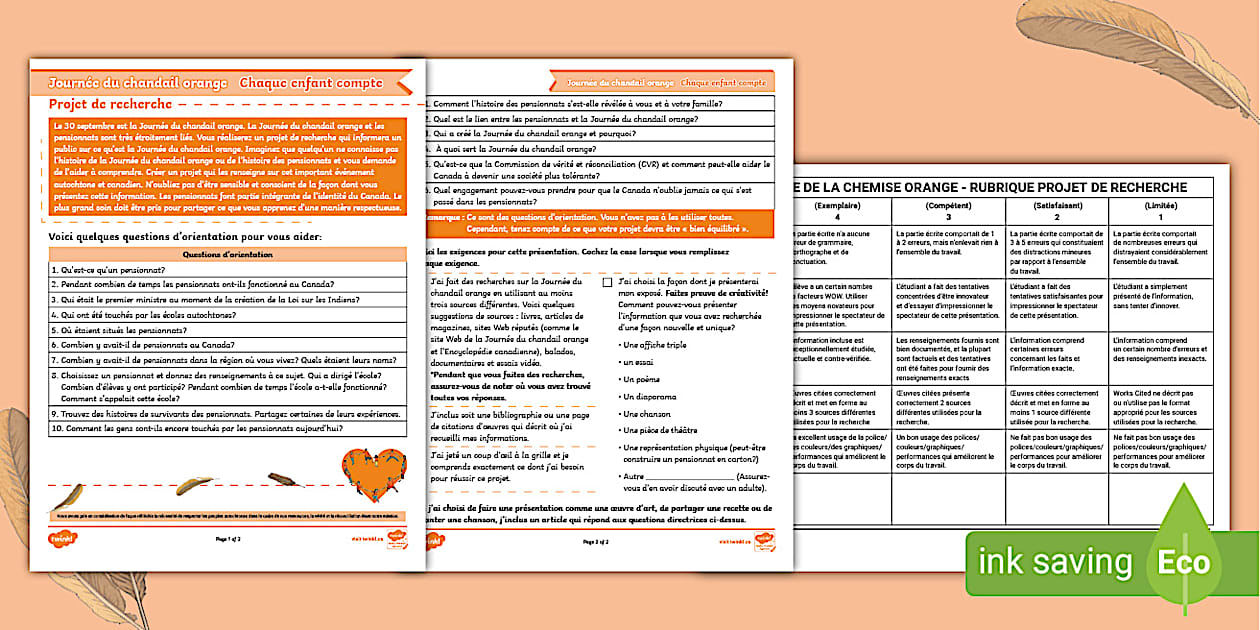 FREE Orange Shirt Day Research Project French