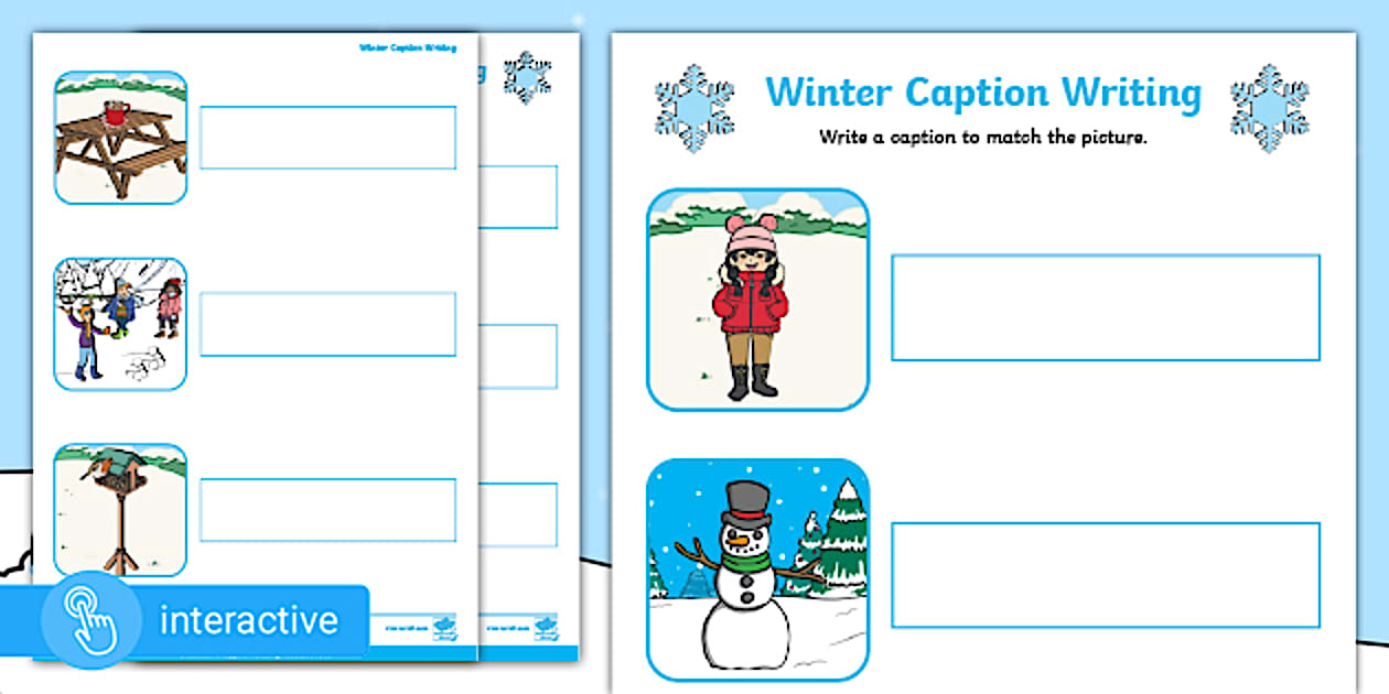 Interactive PDF: Winter Caption Writing Activity - Twinkl