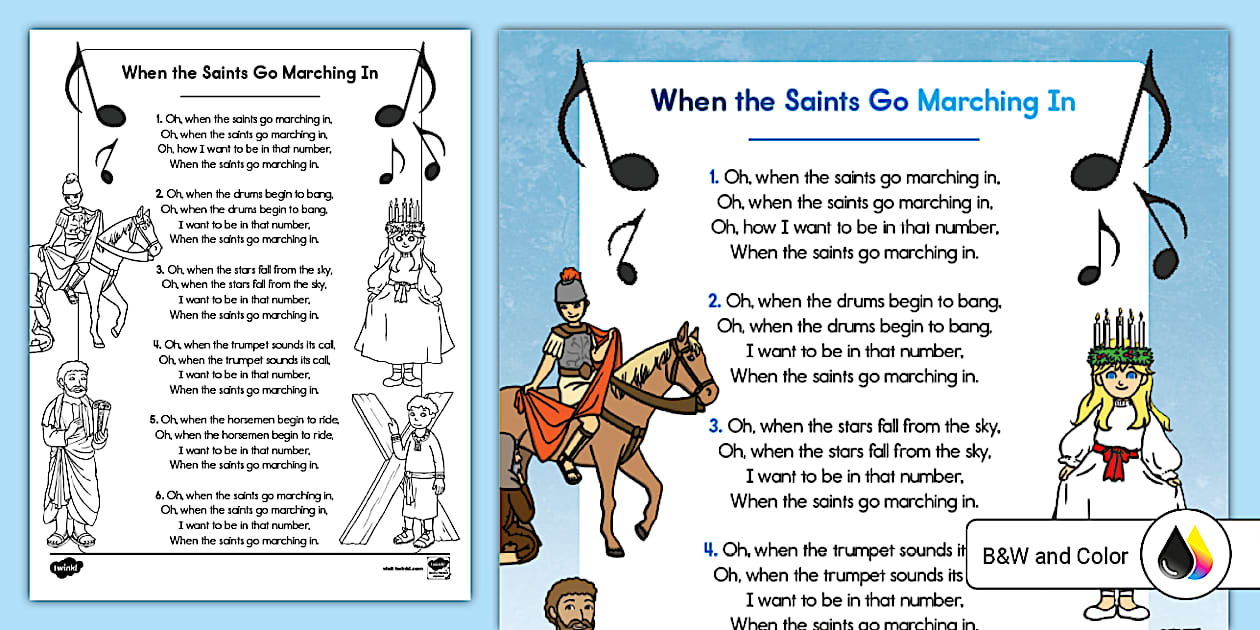 When the Saints Go Marching in Song Lyrics (teacher made)