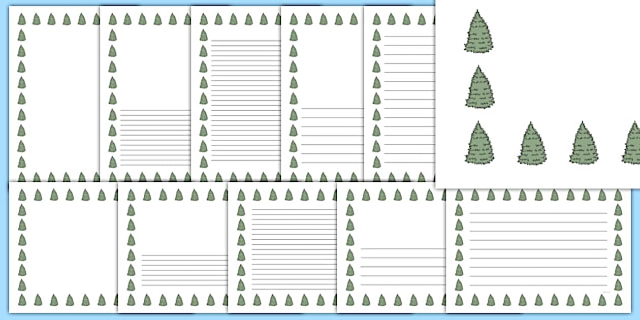 Black and White Spruce Tree Themed Page Borders - Twinkl