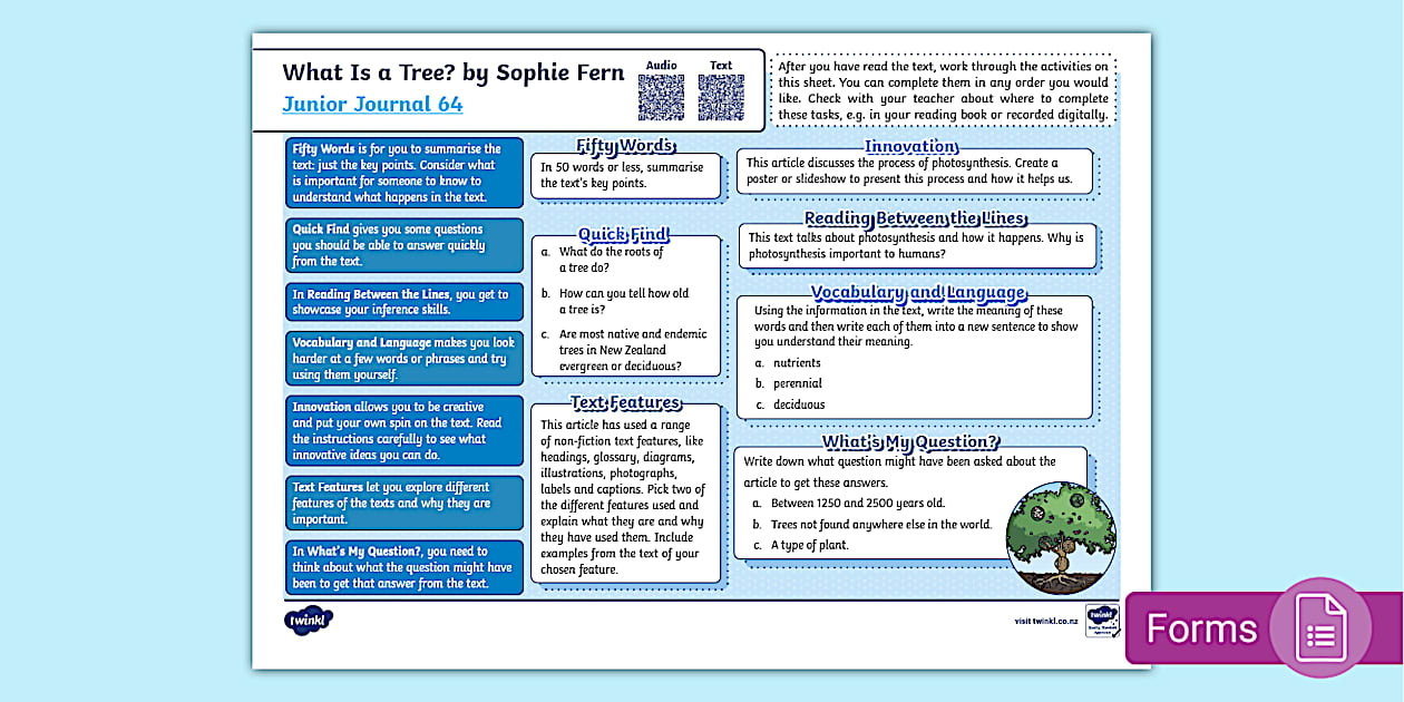 Junior Journal 64 November 2022: What Is a Tree? (Article Follow-Up)