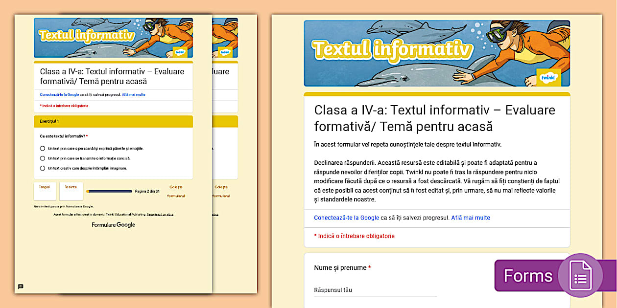 Clasa 4 Textul informativ Evaluare formativă Temă de casă
