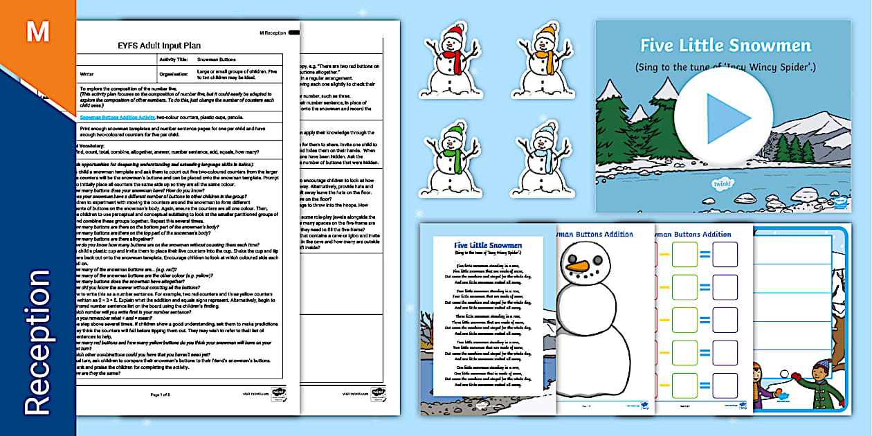 EYFS Winter Snowman Buttons Adult Input Plan and Pack