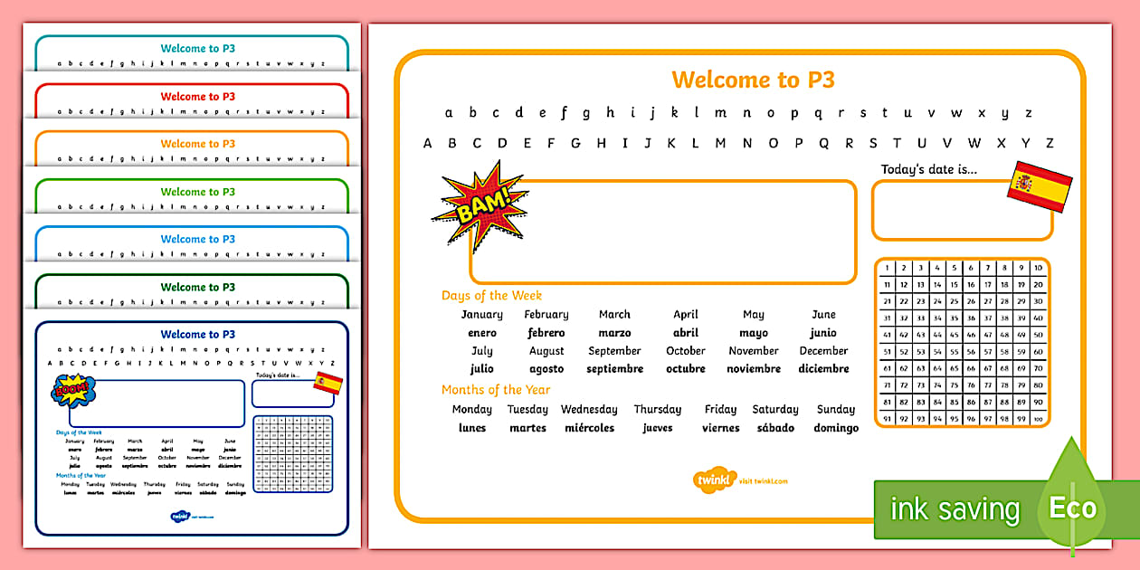 Editable Welcome to P3 (with Spanish) Desk Mat - Twinkl