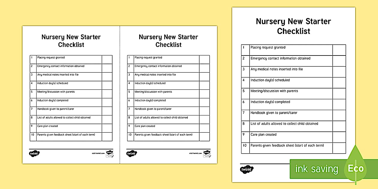 Early Years Induction Checklist for New Starter | Twinkl