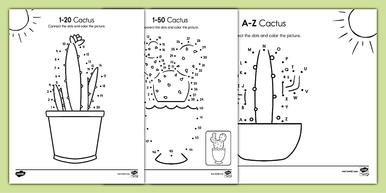 Cactus Dot to Dot Activities (teacher made) - Twinkl