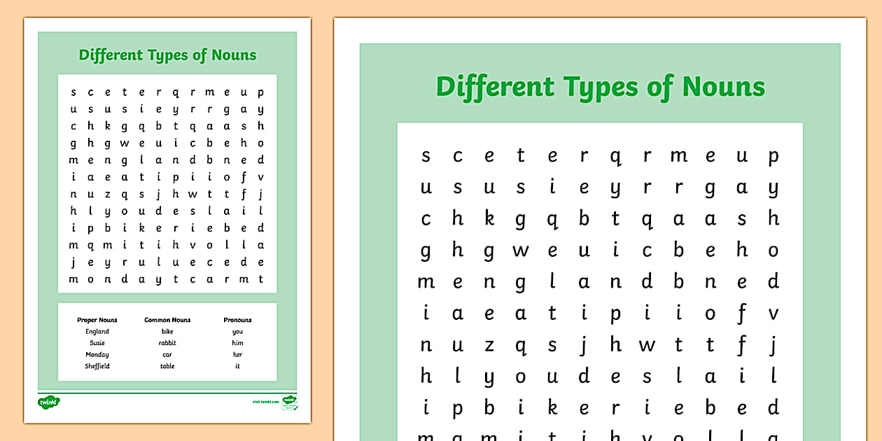 Noun word search - Puzzles - Teacher Made - Twinkl