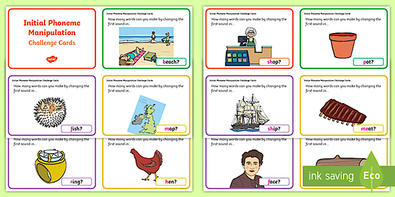 Initial Phoneme Manipulation Challenge Cards (teacher made)
