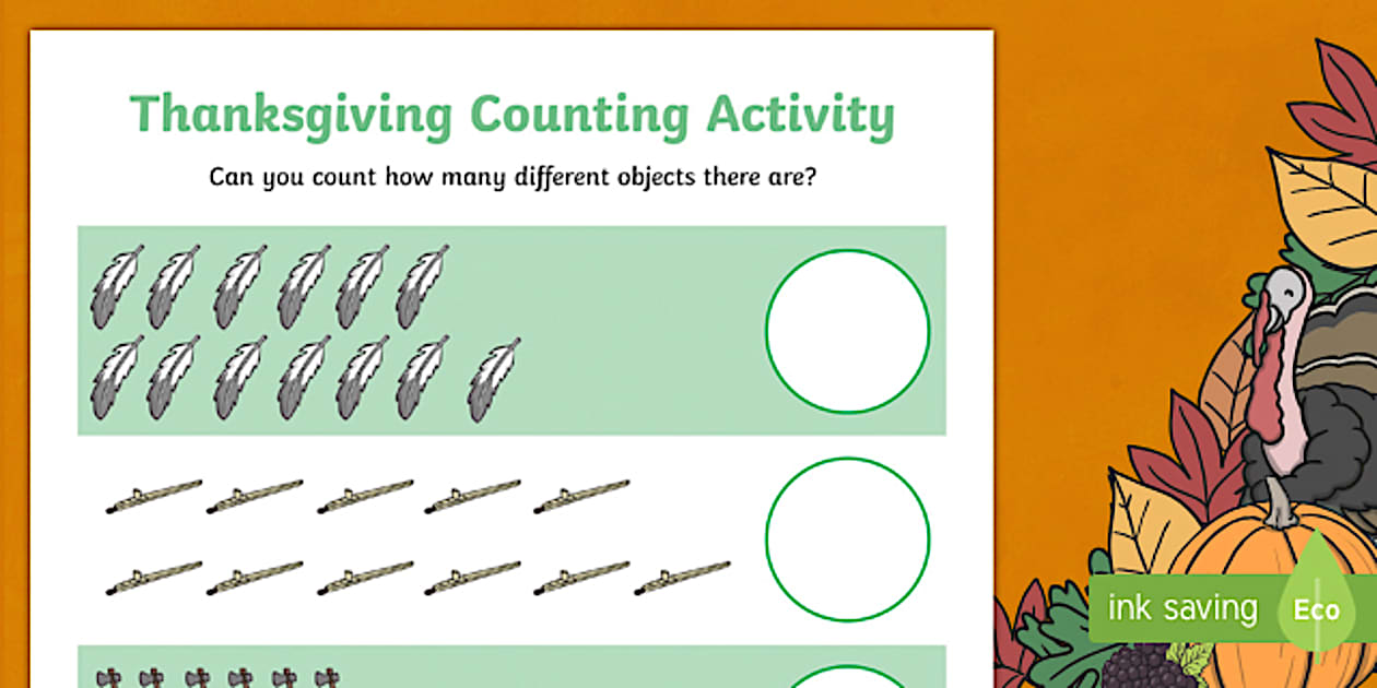 Thanksgiving Counting Sheets (teacher made) - Twinkl