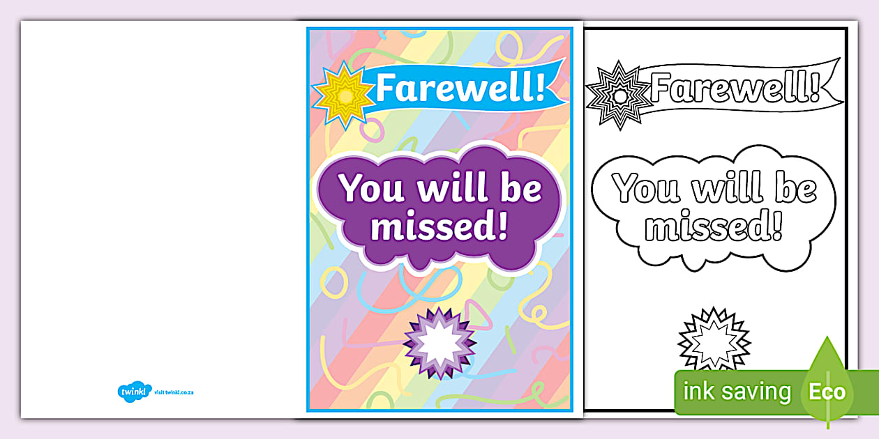 Farewell Card: Greeting Card Template to Personalise