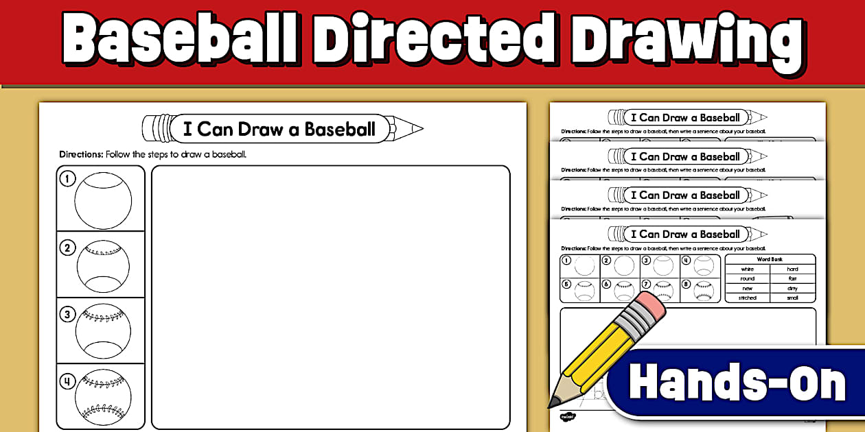 Baseball Directed Drawing | Printable Draw and Write