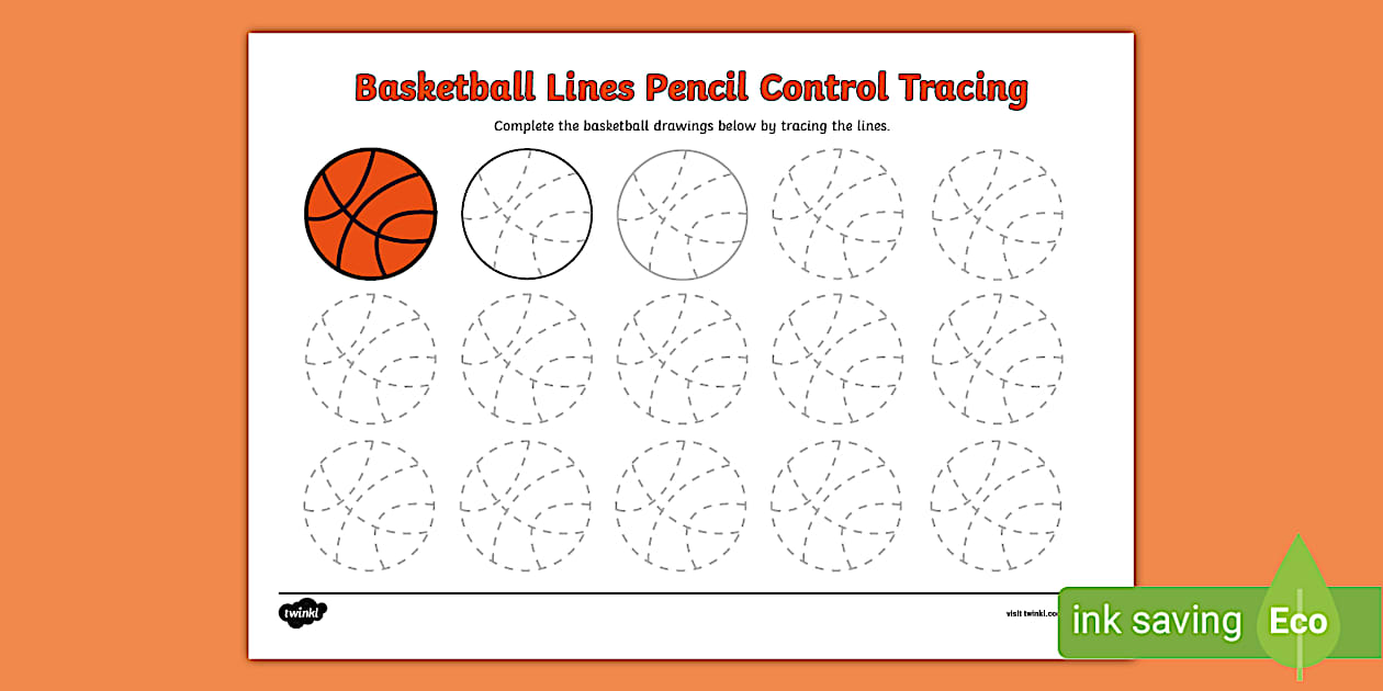 Basketball Lines Pencil Control Tracing Activity - Twinkl