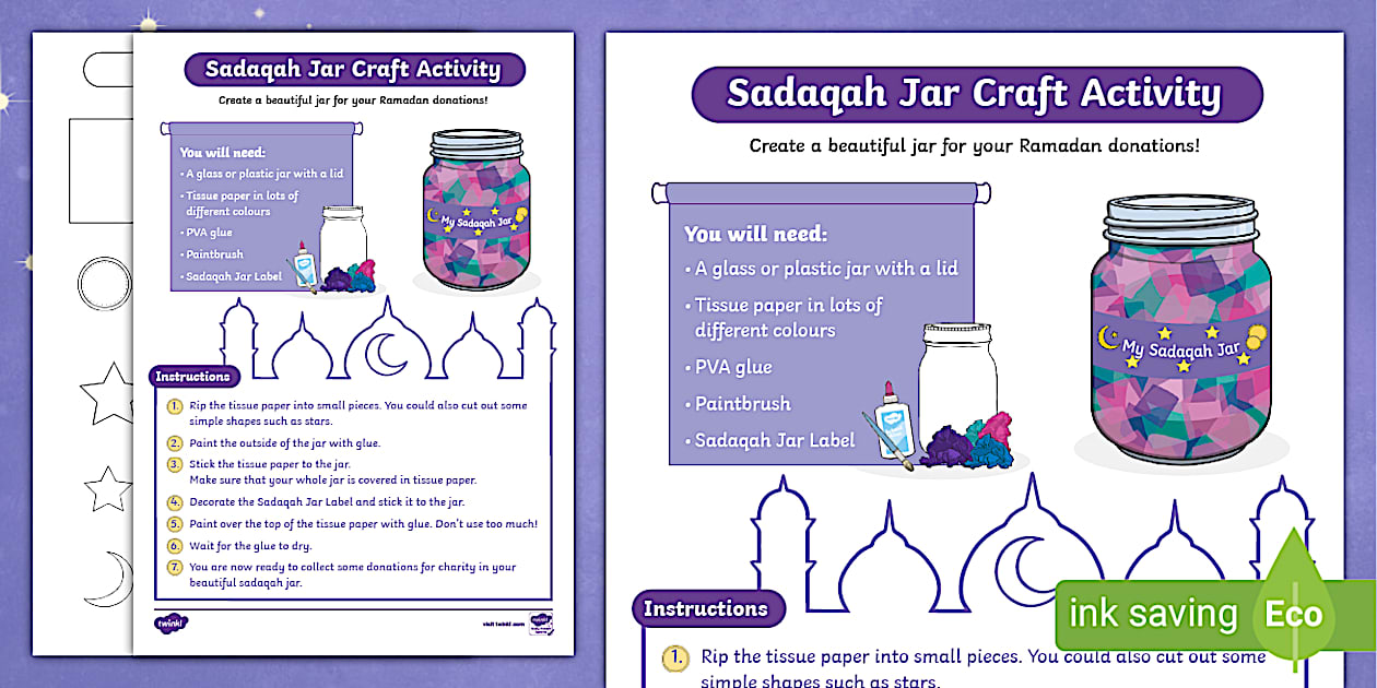 KS1 Ramadan Sadaqah Jar Craft Activity - Twinkl