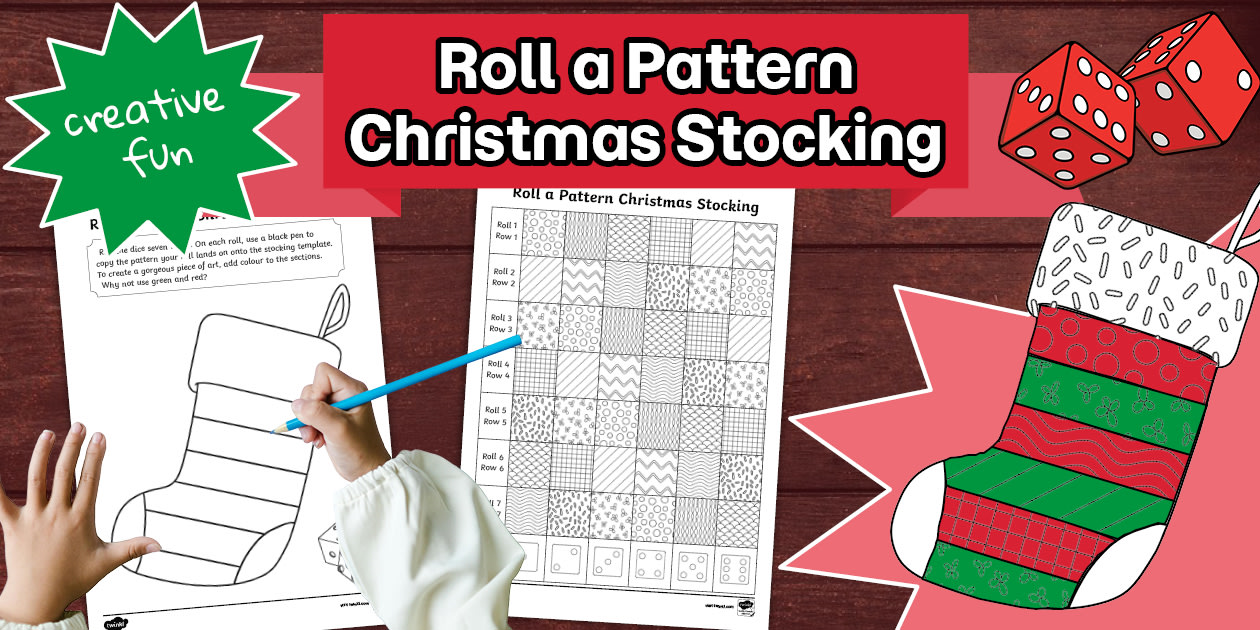 Roll a Pattern Christmas Stocking Art Activity