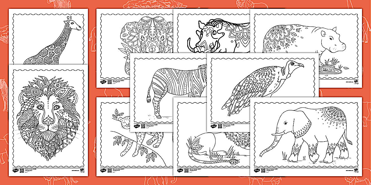 Safari Mindfulness Colouring Sheets (teacher made) - Twinkl