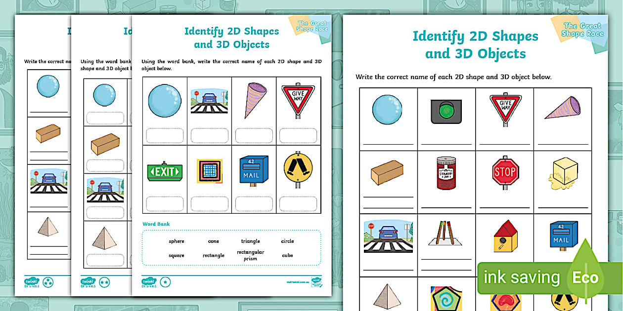 Great Shape Race Identify 2D Shapes and 3D Objects Activity