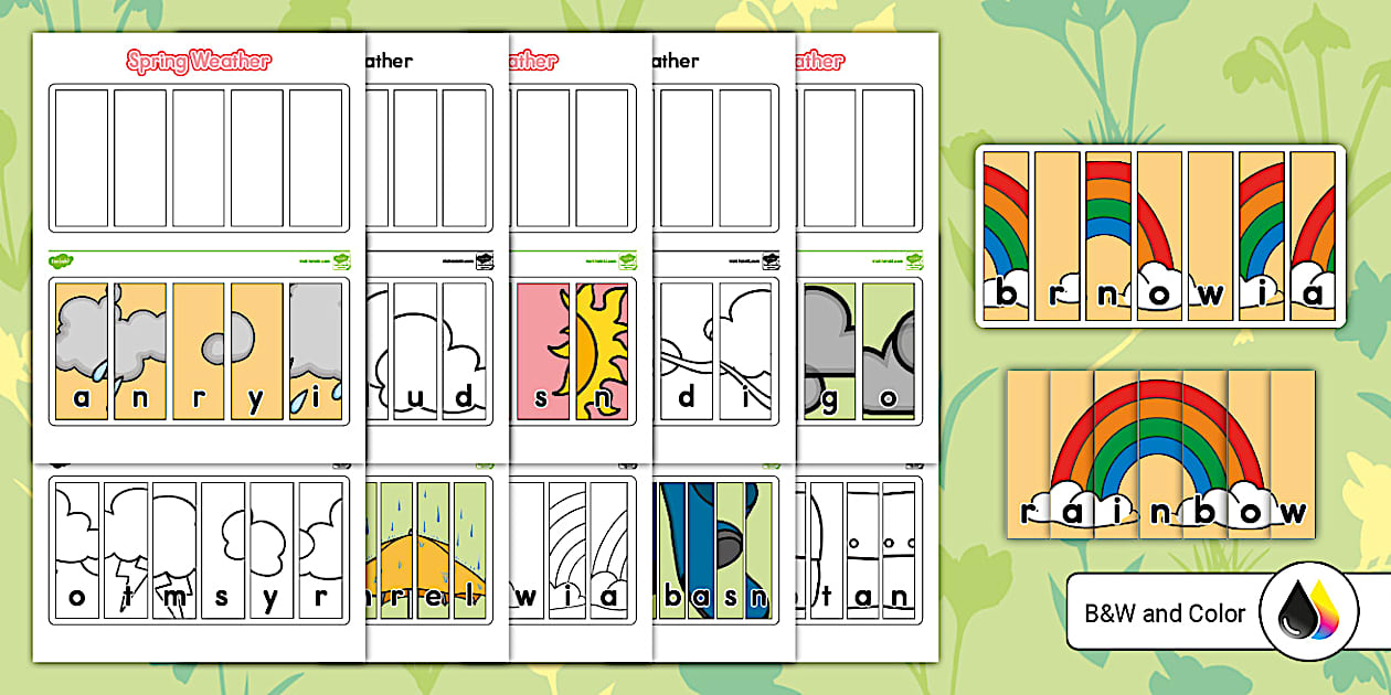 Spring Weather Word Puzzles (Teacher-Made) - Twinkl