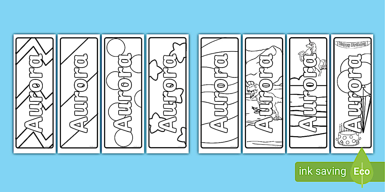 Aurora Name Simple Colouring Bookmarks | Twinkl | Reading