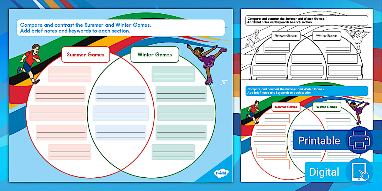 Summer and Winter Games Compare and Contrast Worksheet