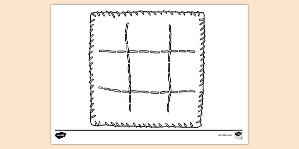 Felt Noughts And Crosses Square Colouring Sheet - Twinkl