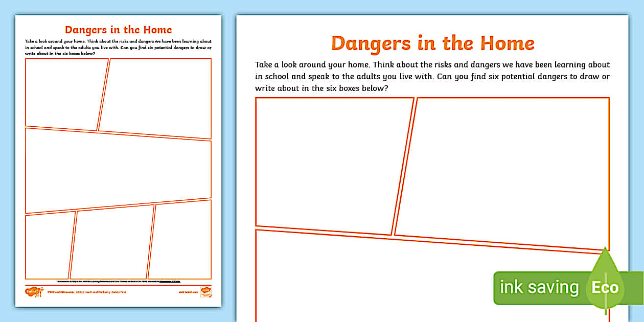 KS2 Keeping Safe Dangers in the Home Activity Sheet - Twinkl