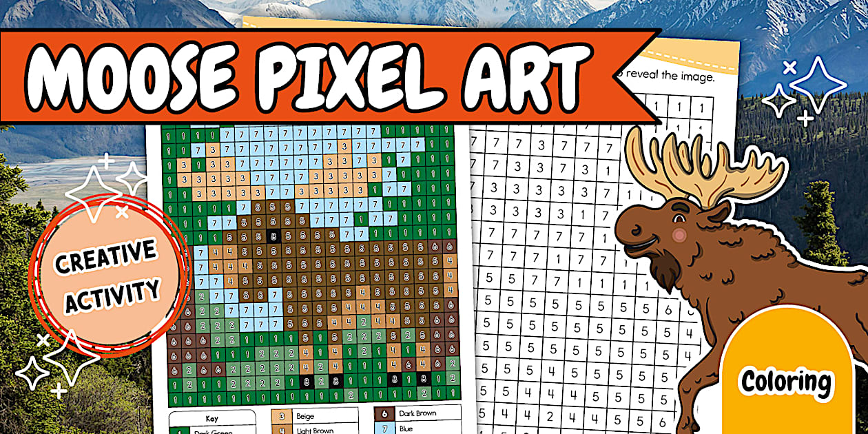 Moose Pixel Art Template - Twinkl Canada (teacher made)
