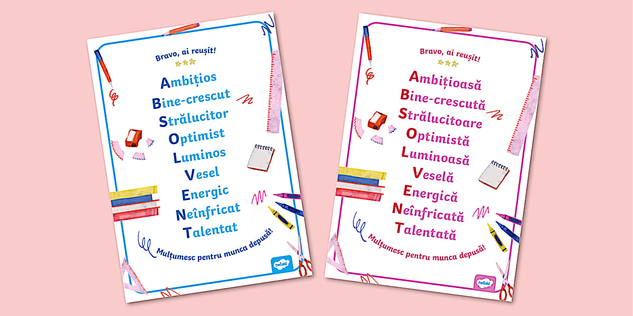 Suvenir de absolvire – Acrostih (creat de profesori)