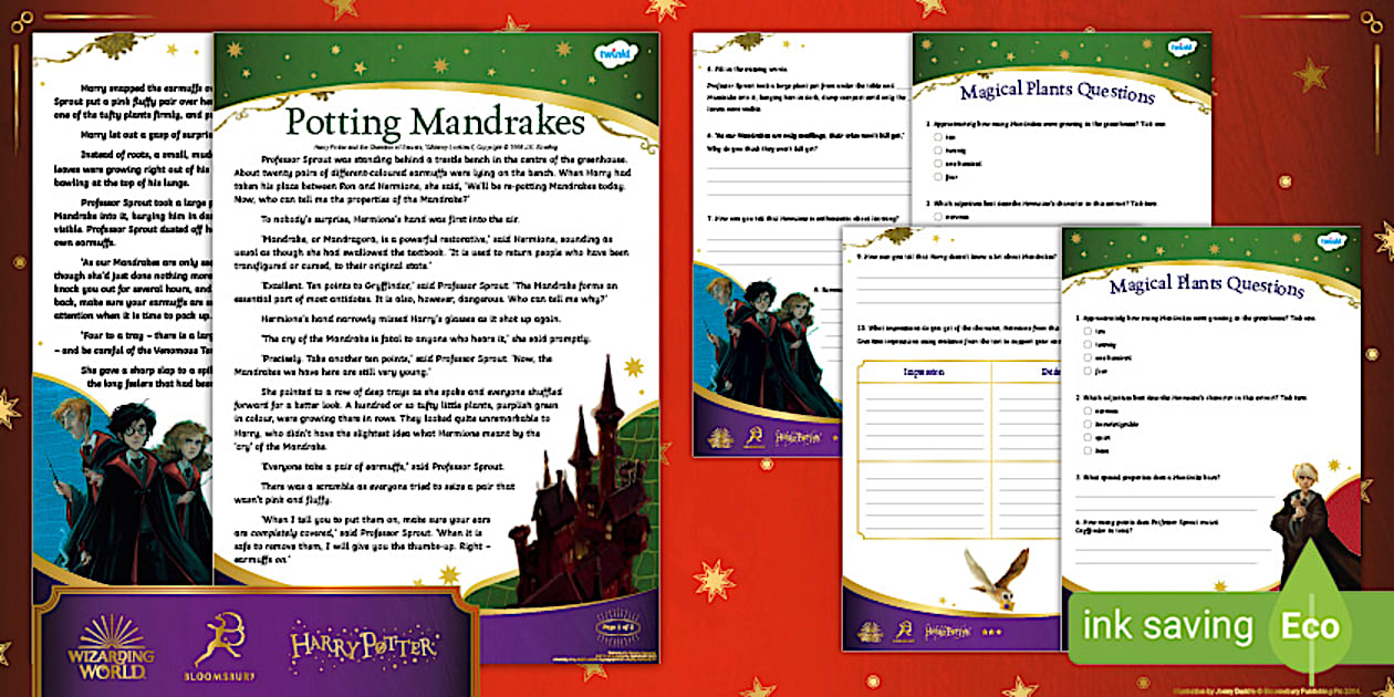 FREE! - Harry Potter: Magical Plants Reading Comprehension Ages 9-11